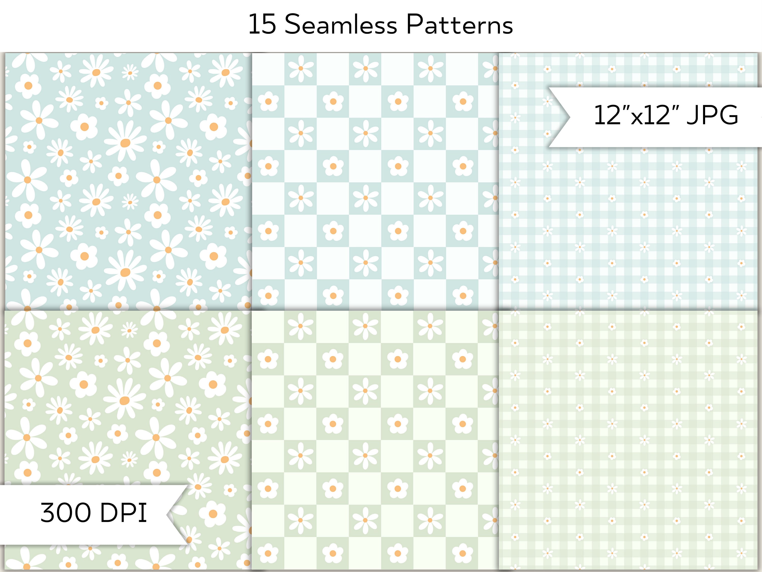 Daisy Seamless Pattern Digital Paper - Pastel Floral Designs (digital ...