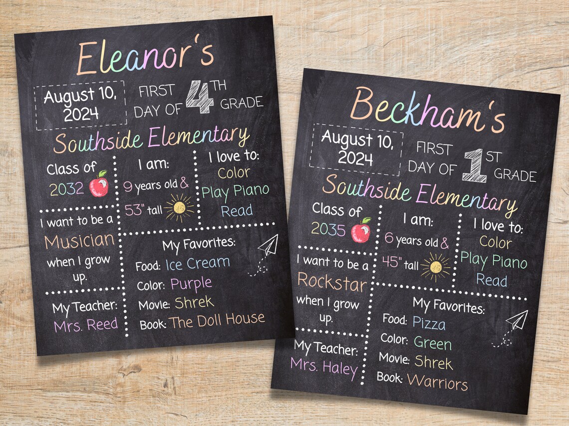 First Day of School Chalkboard Sign – Editable Template (digital ...