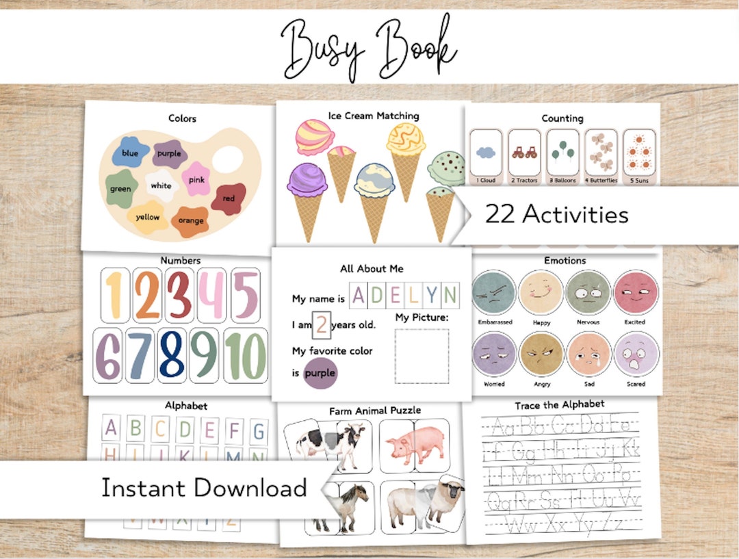 Busy Book for Kids - Homeschool Printable Morning Menu - Quiet Book ...