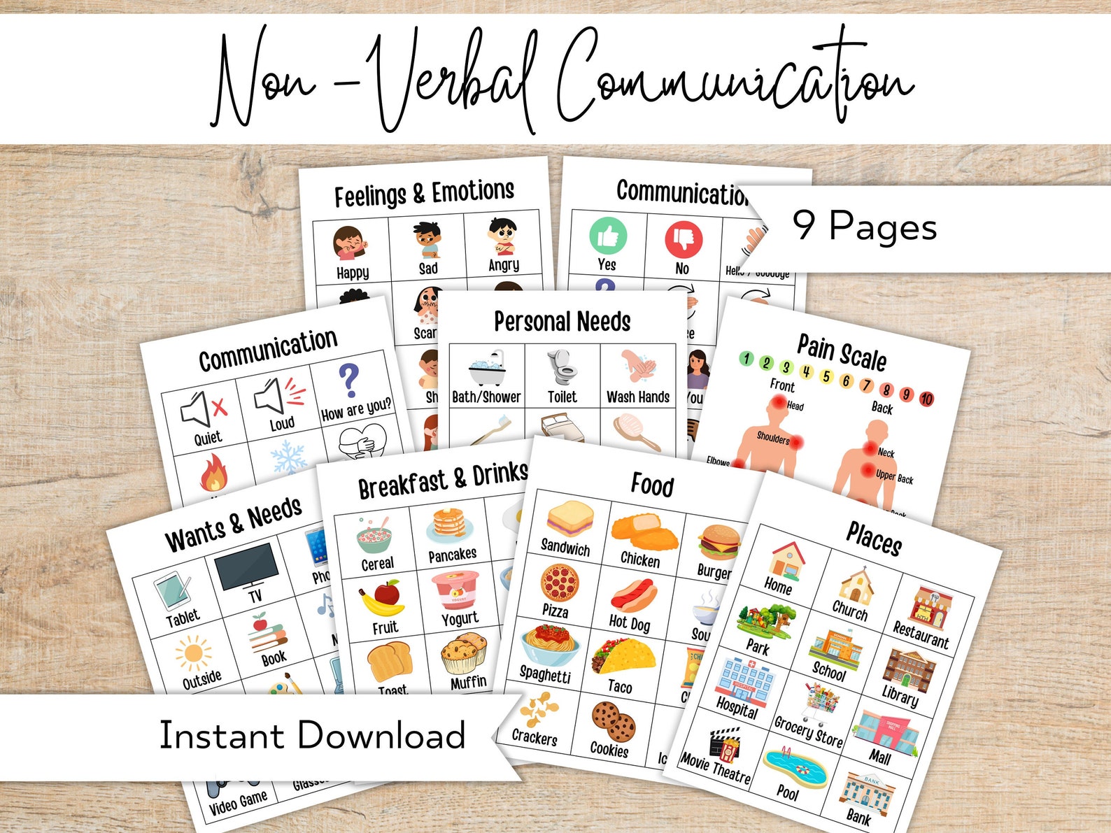 Nonverbal Communication Cards Visual Board Special Needs Nonverbal ...