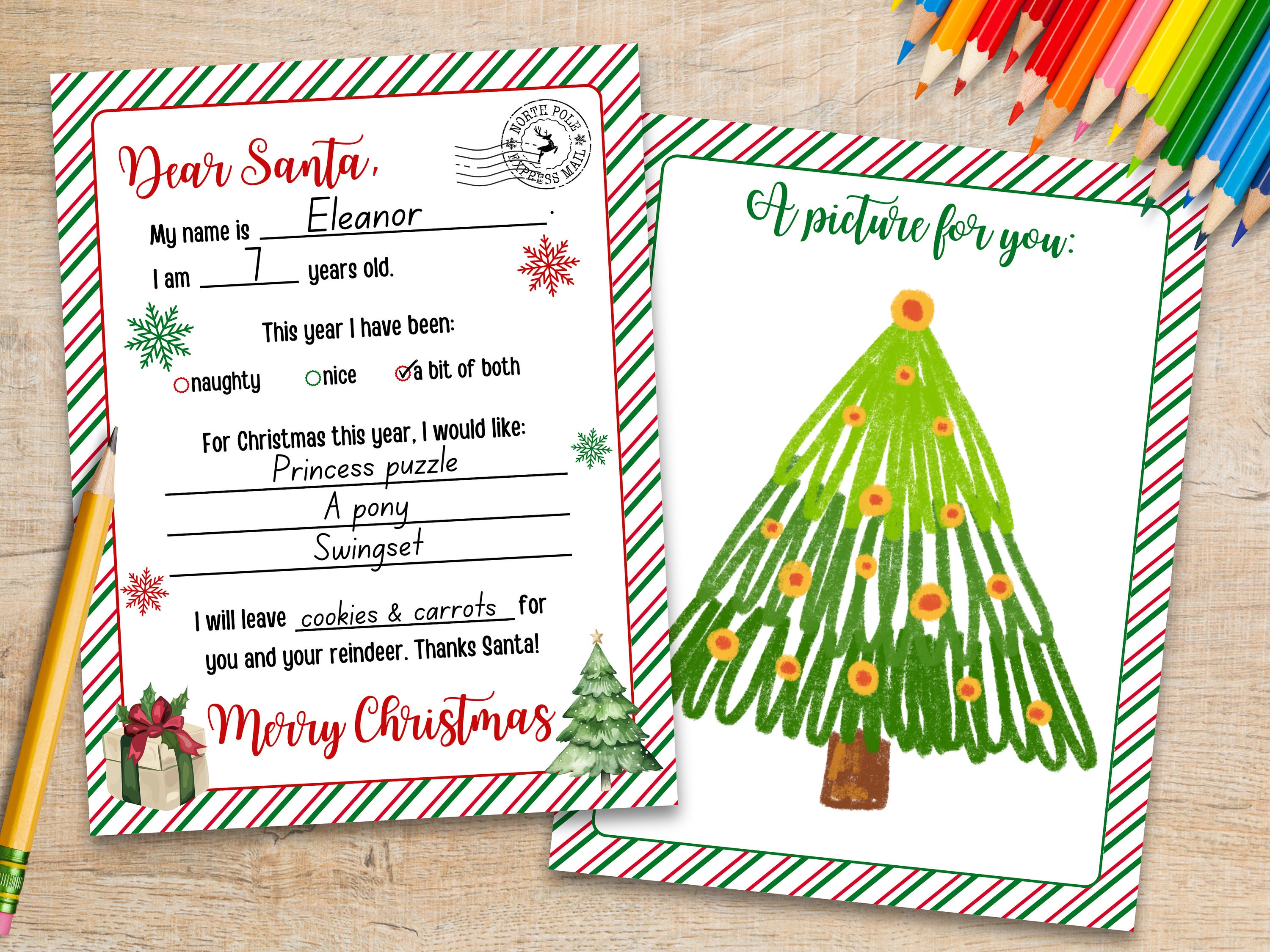 Letter to Santa Printable Kids Letter to Santa Clause Christmas ...