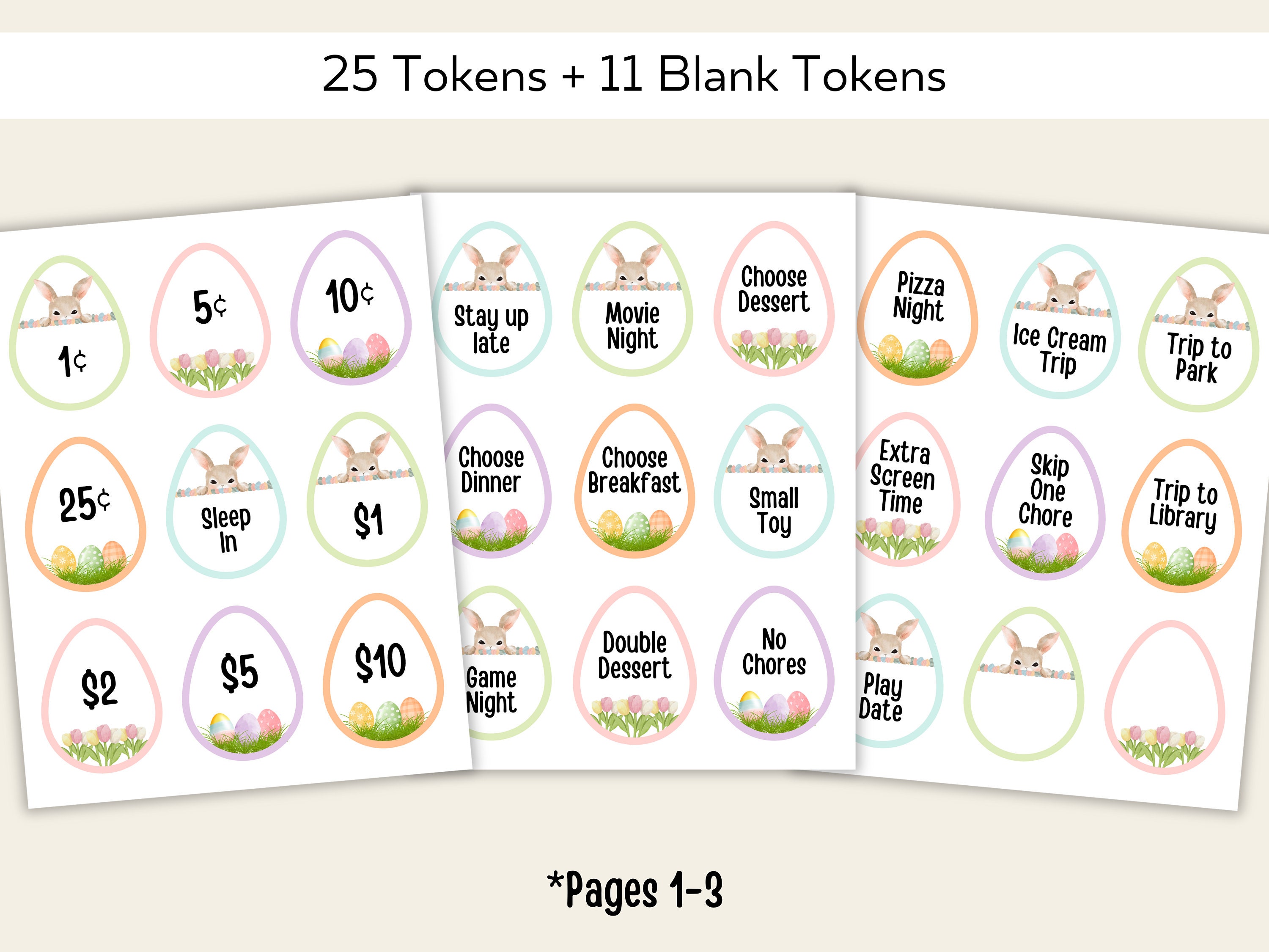 Easter Egg Reward Tokens Printable - Easter Egg Hunt Coupons ...