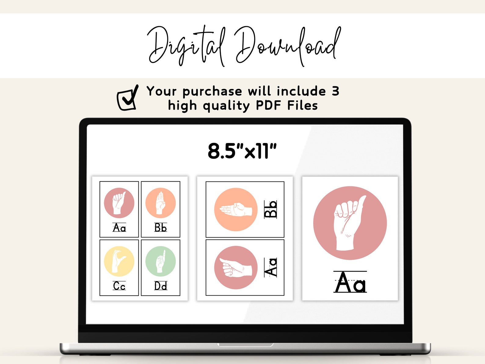 ASL Alphabet Flashcards Printable American Sign Language Alphabet Learn ...