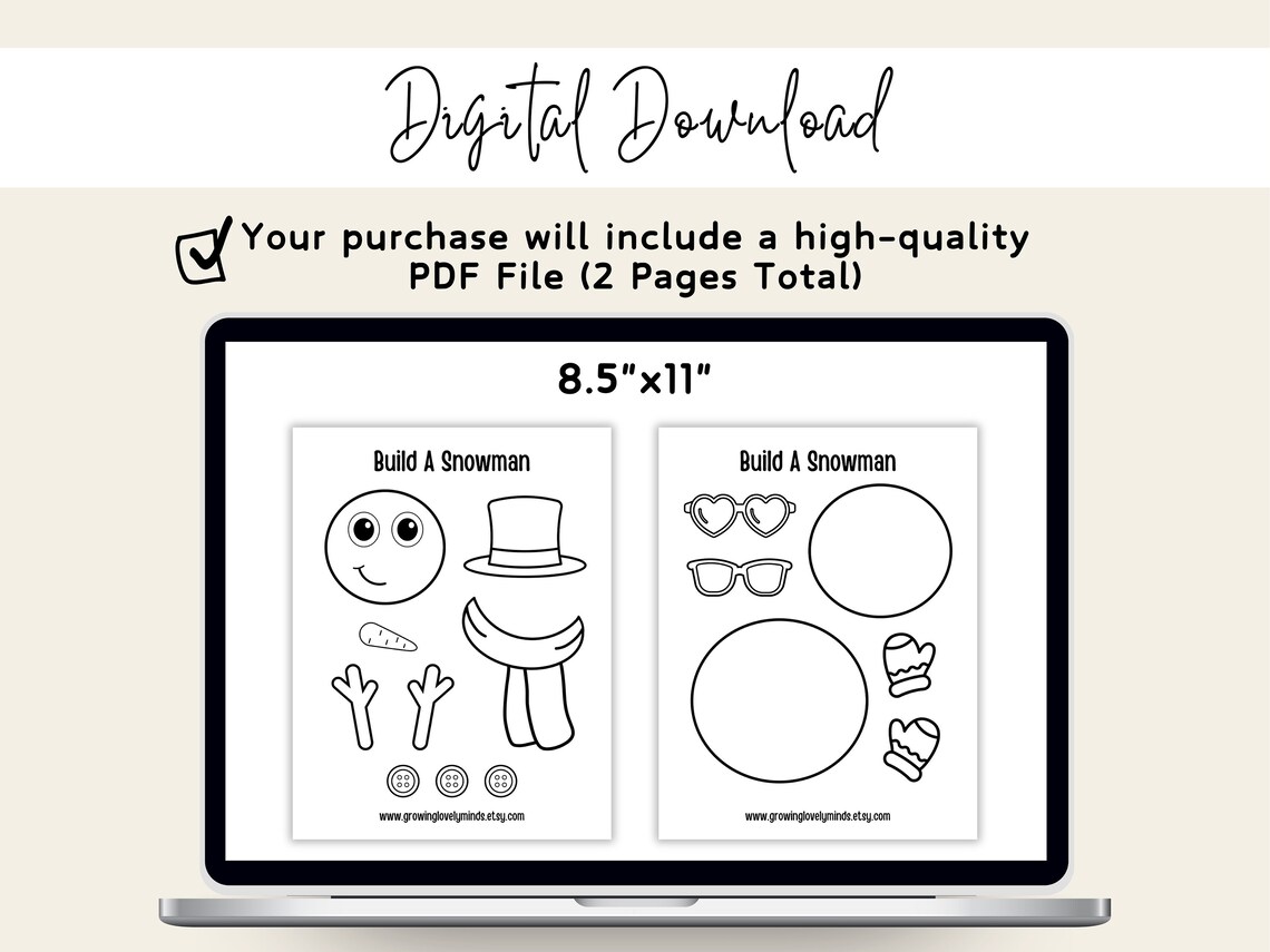 Snowman Printable Craft Build a Snowman Winter Activity for Kids ...