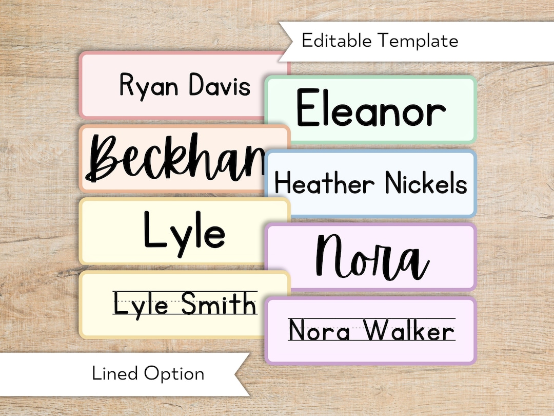 Editable Pastel Name Tag Template – Back to School Classroom (digital ...