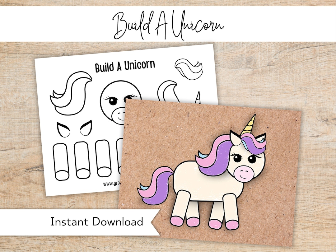 Unicorn Printable Craft - Build a Unicorn Activity for Kids - Preschool ...