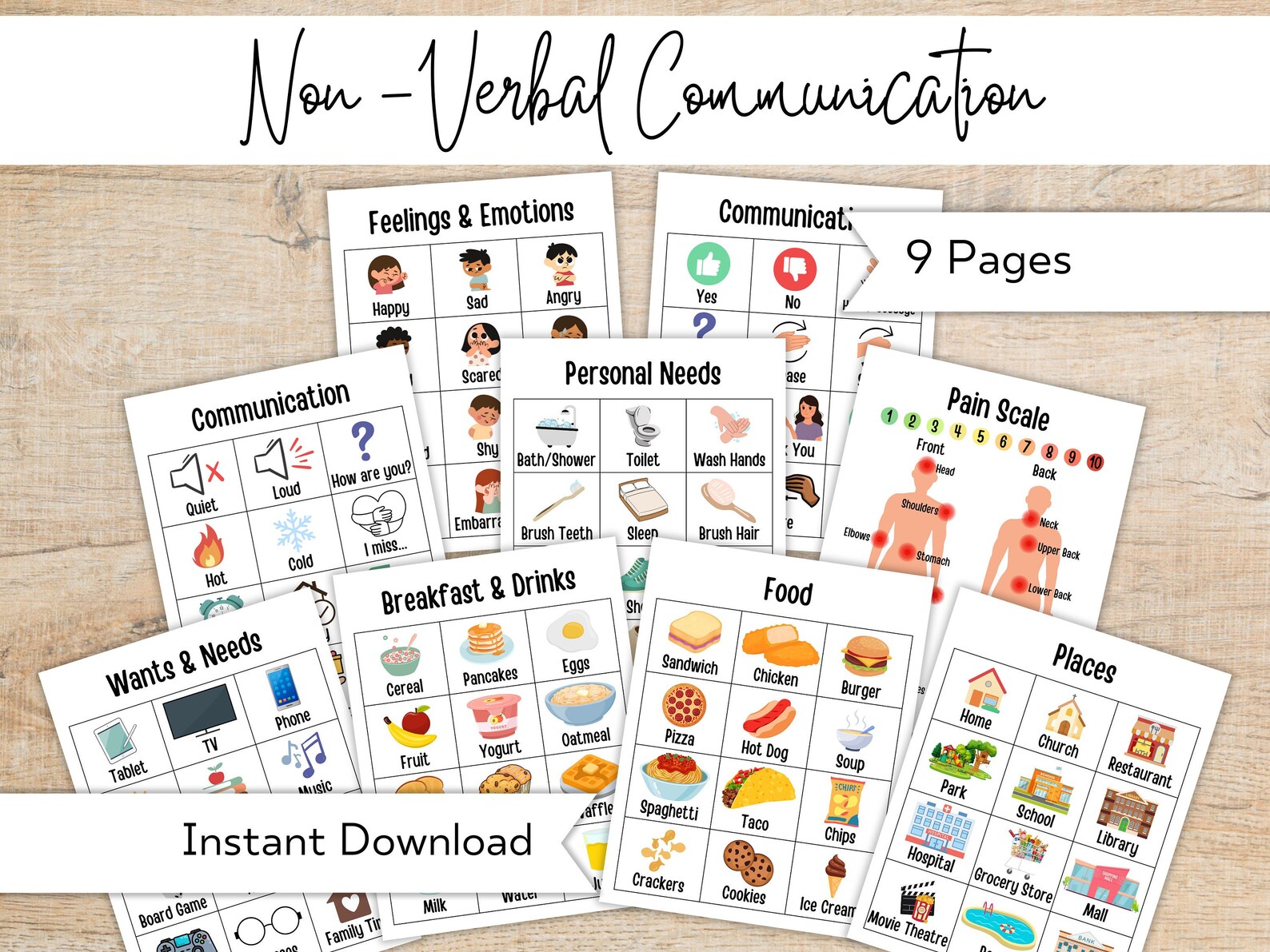 Nonverbal Communication Cards Visual Board Special Needs Nonverbal ...