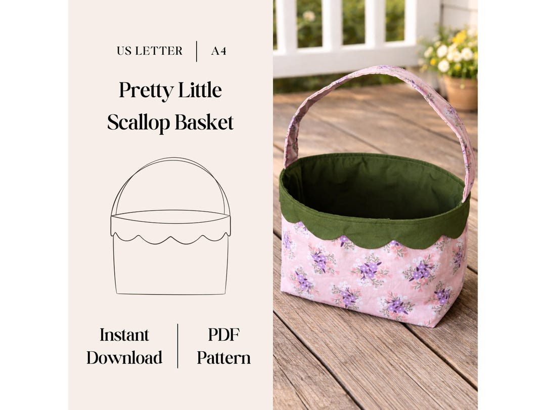 Scallop Basket Sewing Pattern, Beginner Friendly Fabric Bag (PDF ...