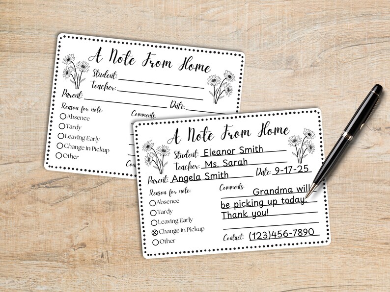 Printable Note From Home - School Note From Home - Parent Communication ...