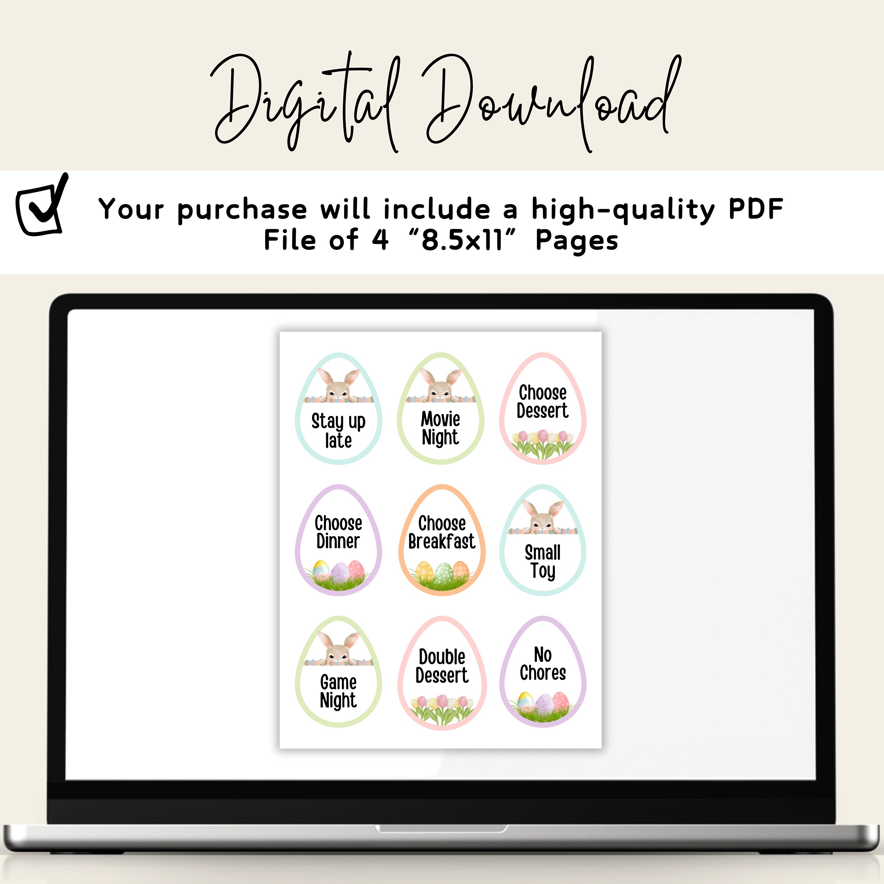 Easter Egg Reward Tokens Printable Easter Egg Hunt Coupons Printable ...