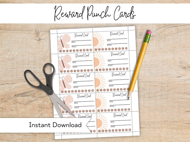 Printable Reward Punch Cards for Kids - Custom Behavior Tracker ...