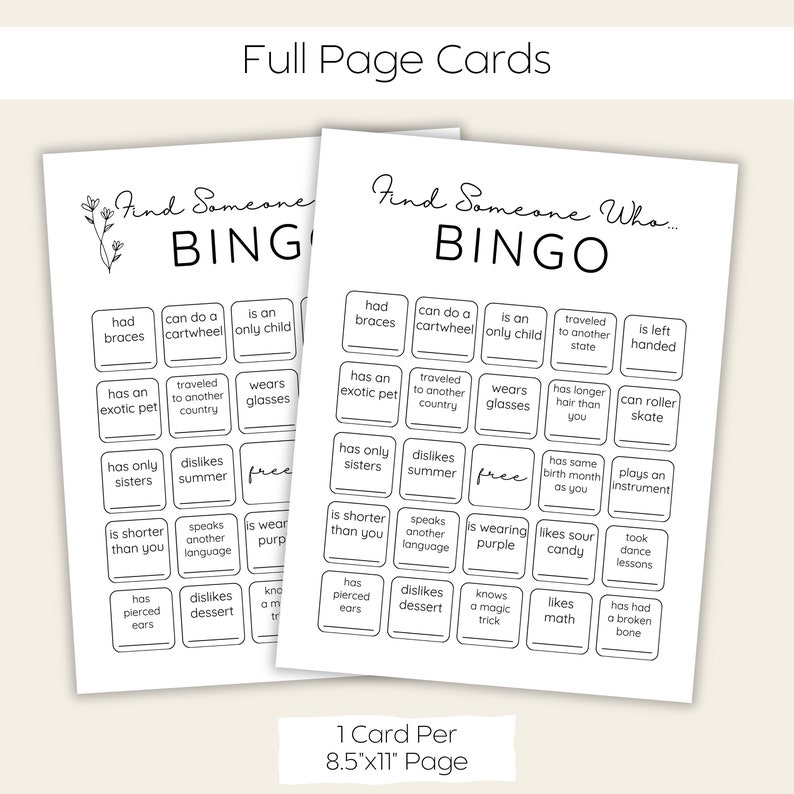 Get to Know You Bingo Find Someone Who Bingo Find the Guest Bingo Cards ...