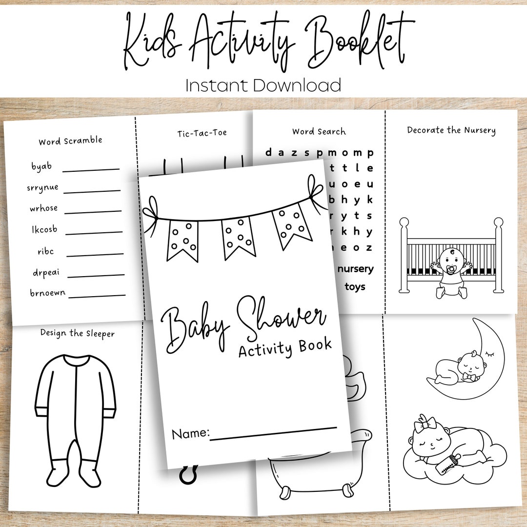 Baby Shower Kids Activity Book Printable Kids Table Activity Book ...
