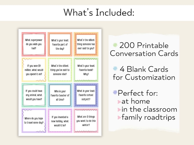 Conversation Cards for Kids Road Trip Conversation Games for Kids ...