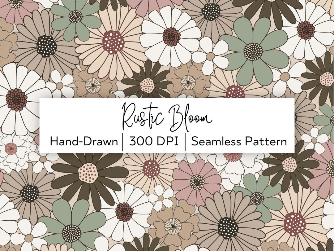 Vintage Brown Floral Seamless Pattern Digital Paper - Hand-drawn Brown ...