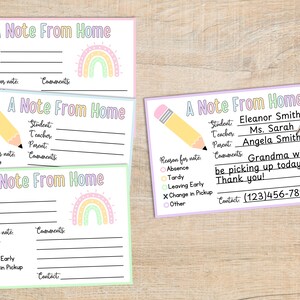 Printable Note From Home - School Note From Home - Parent Communication ...