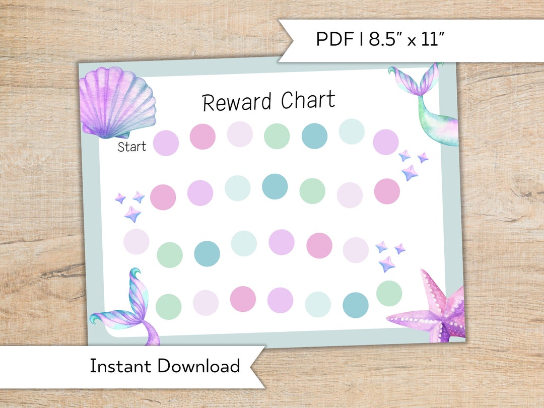 Reward Chart for Kids - Kids Potty Chart - Custom Mermaid Behavior ...