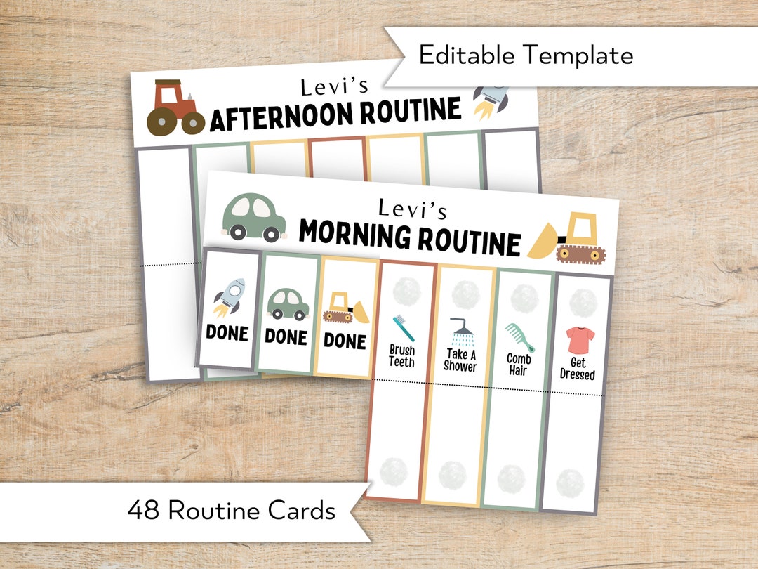 Routine Chart Printable - Kids Flip Routine Chart Editable Template ...