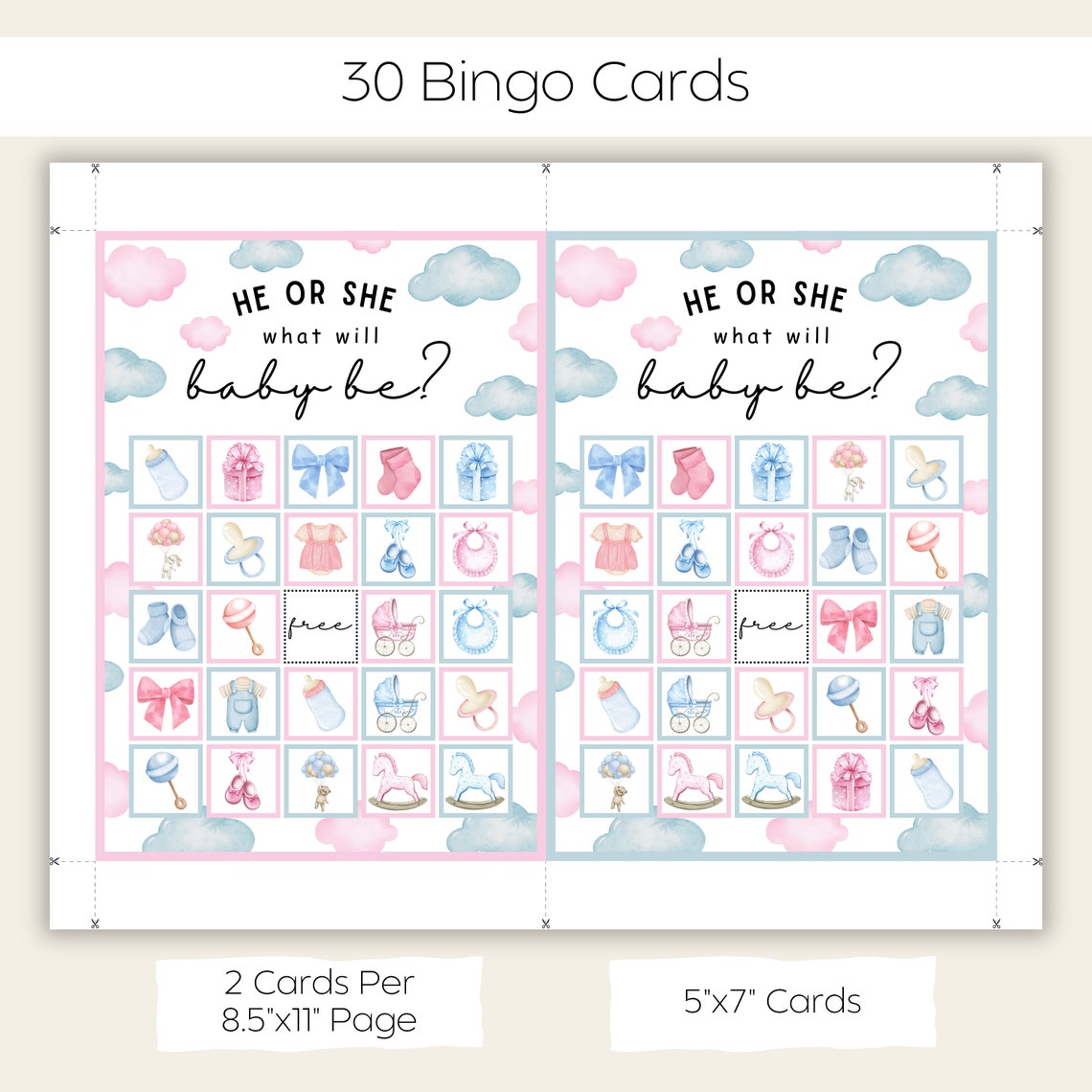 Gender Reveal Bingo Printable Gender Reveal Bingo Party Game Boy or Girl Bingo Gender Reveal ...