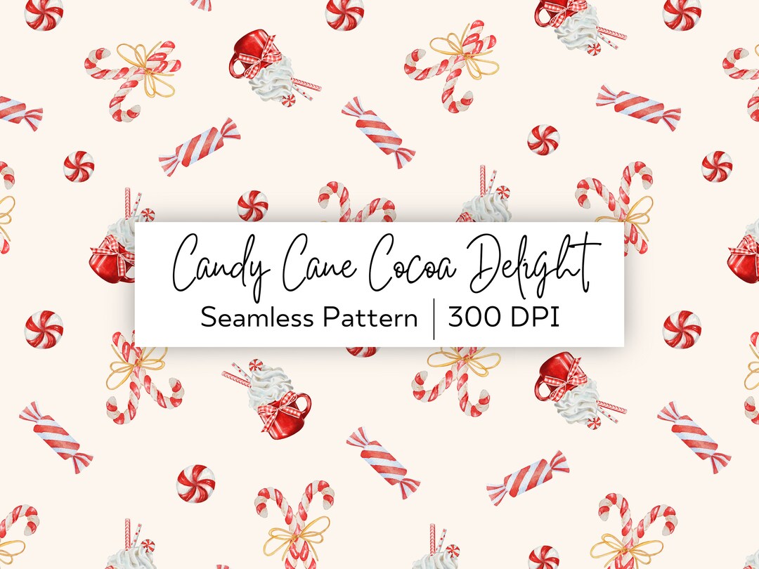 Watercolor Christmas Seamless Pattern - Peppermint Candy (digital Paper ...