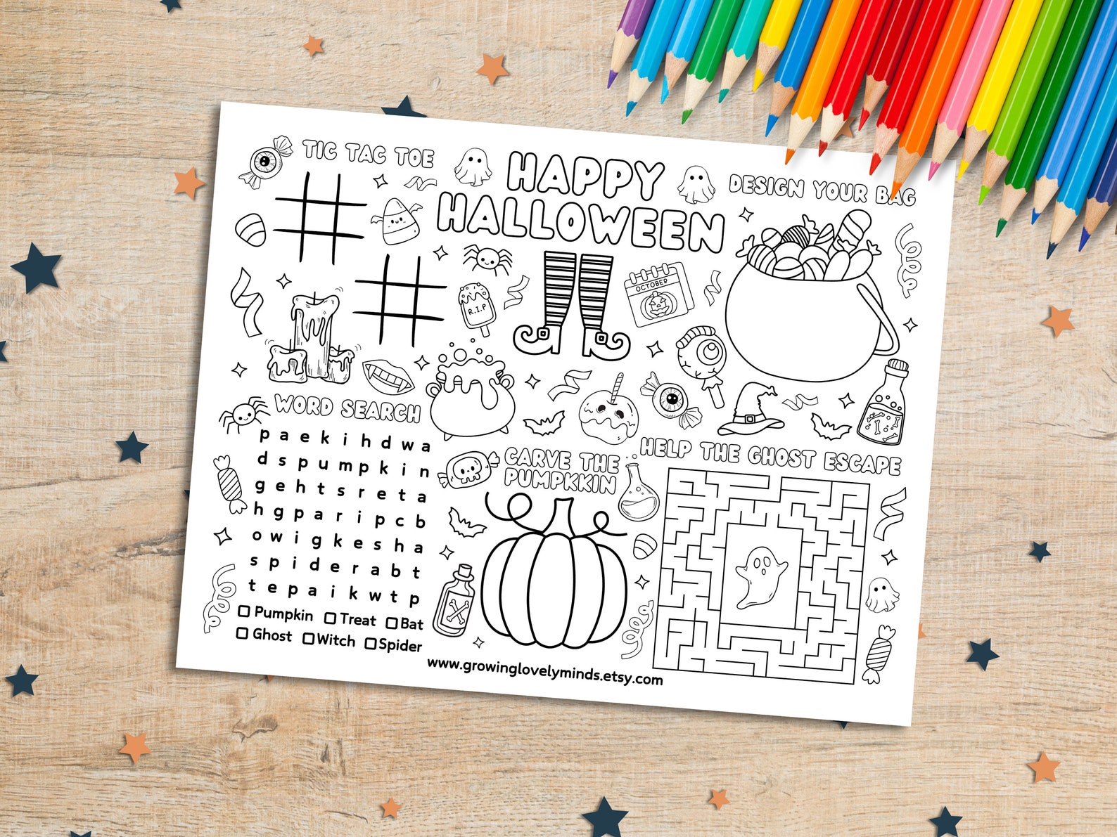Halloween Activity Placemat – Printable Coloring Page (digital Download ...