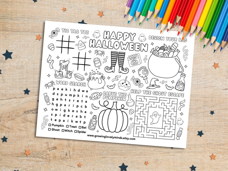 Halloween Activity Page for Kids - Printable Custom Halloween Coloring ...