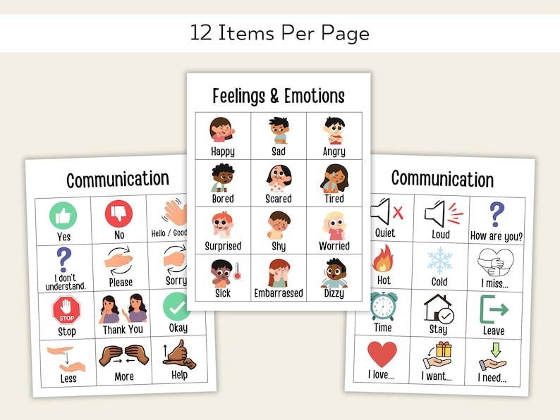 Nonverbal Communication Cards Visual Board Special Needs Nonverbal ...