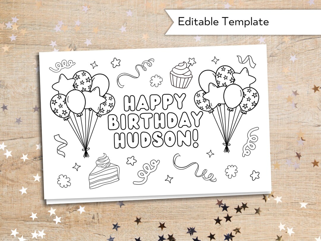 Birthday Card Coloring Page for Kids - Printable Custom Birthday Card ...