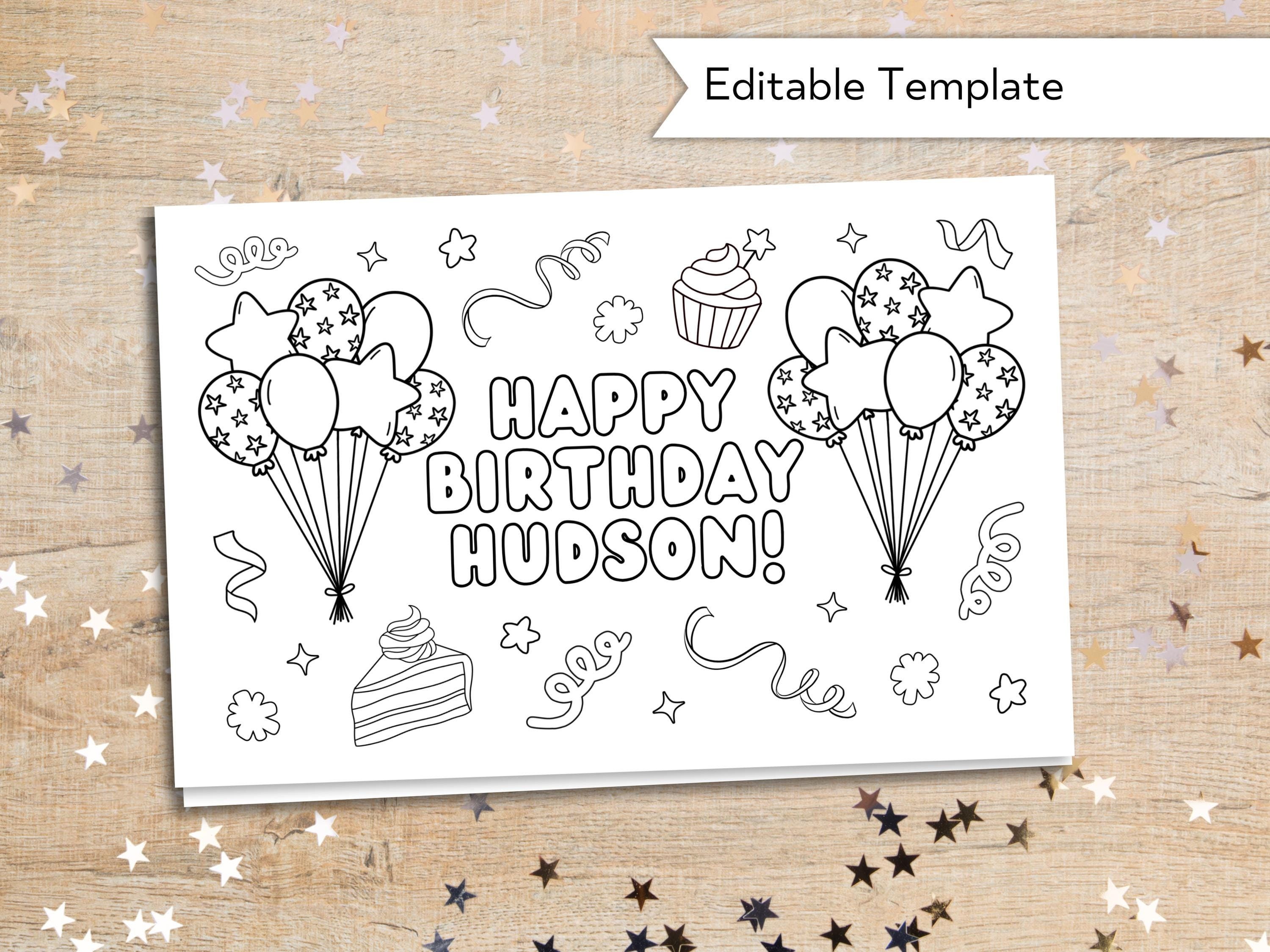 Birthday Card Coloring Page for Kids - Printable Custom Birthday Card ...