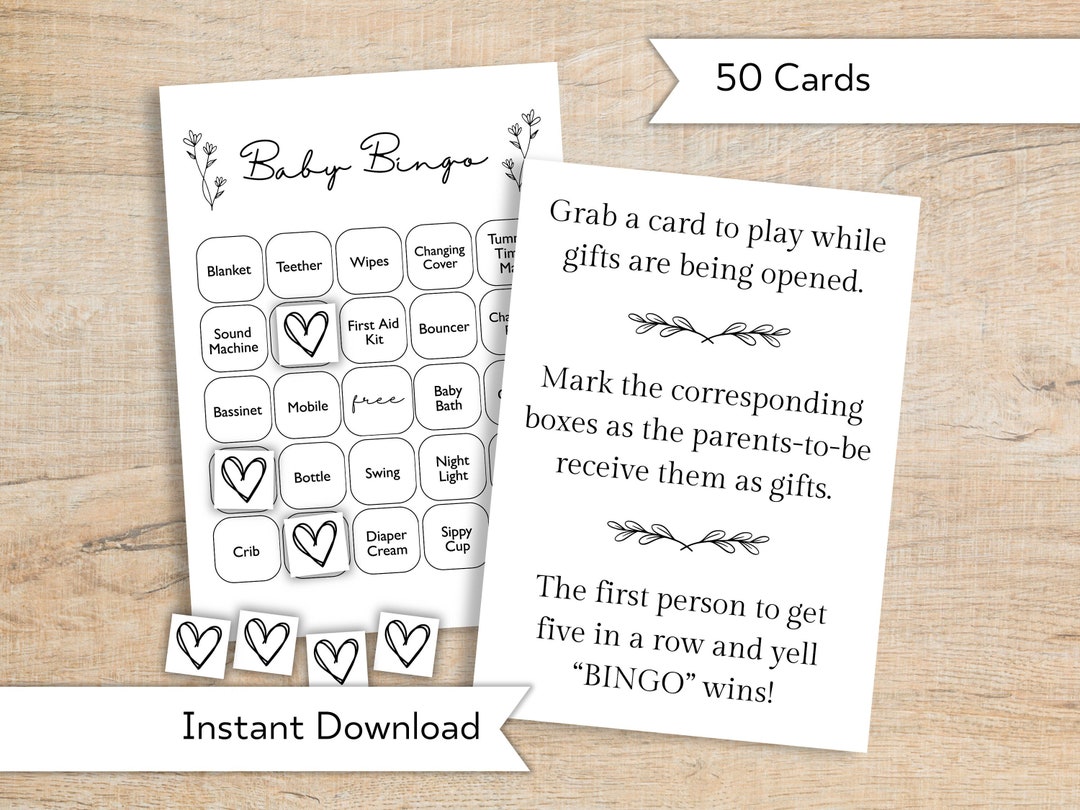 Baby Shower Bingo Cards - Baby Shower Games Bingo - Printable Baby ...