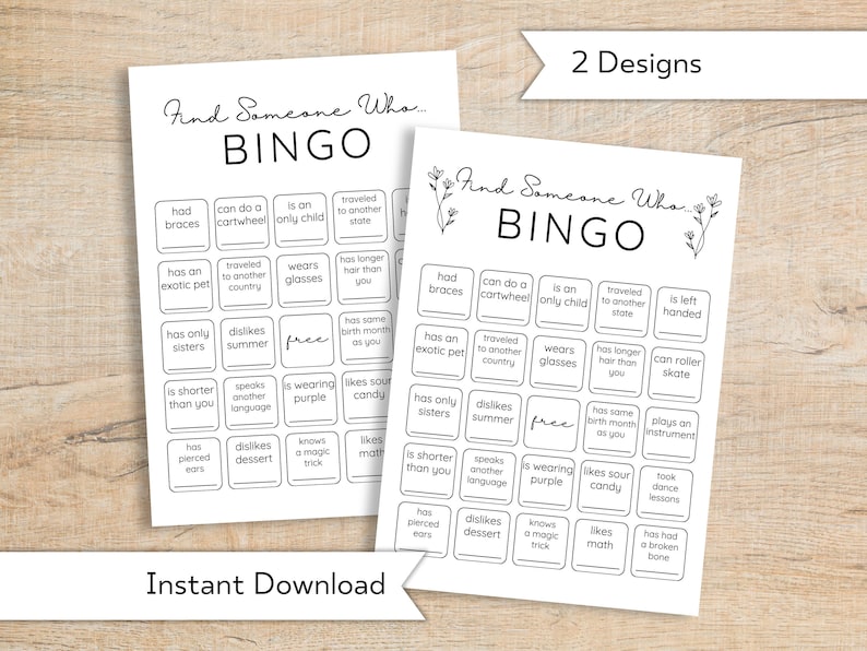 Get to Know You Bingo Find Someone Who Bingo Find the Guest Bingo Cards ...