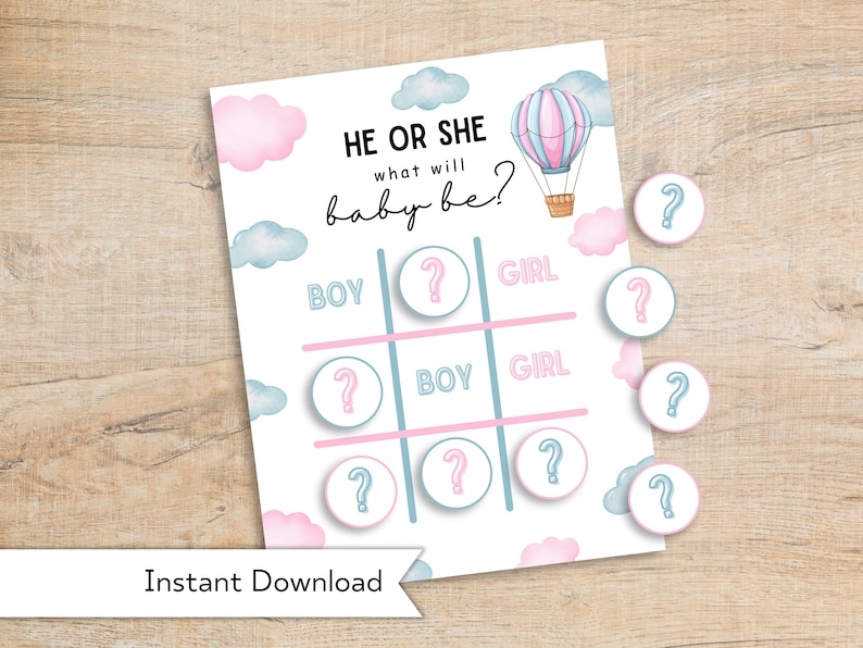 Gender Reveal Tic Tac Toe Game - Printable Gender Reveal Activity ...