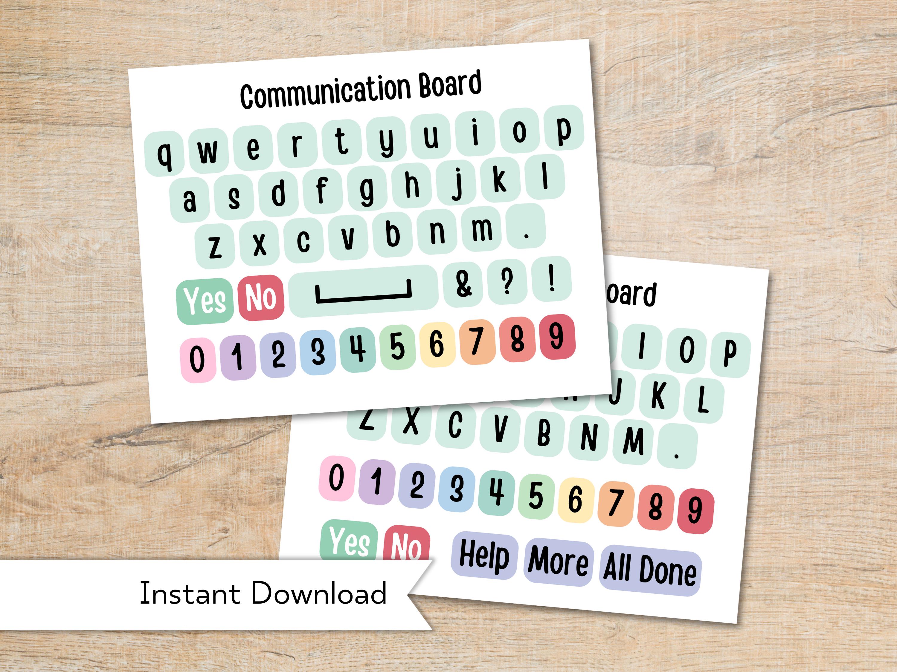 QWERTY Communication Board – Visual Keyboard for Special Needs (instant ...