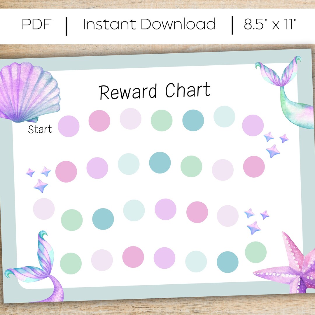Reward Chart for Kids Kids Potty Chart Custom Mermaid Behavior Sticker ...