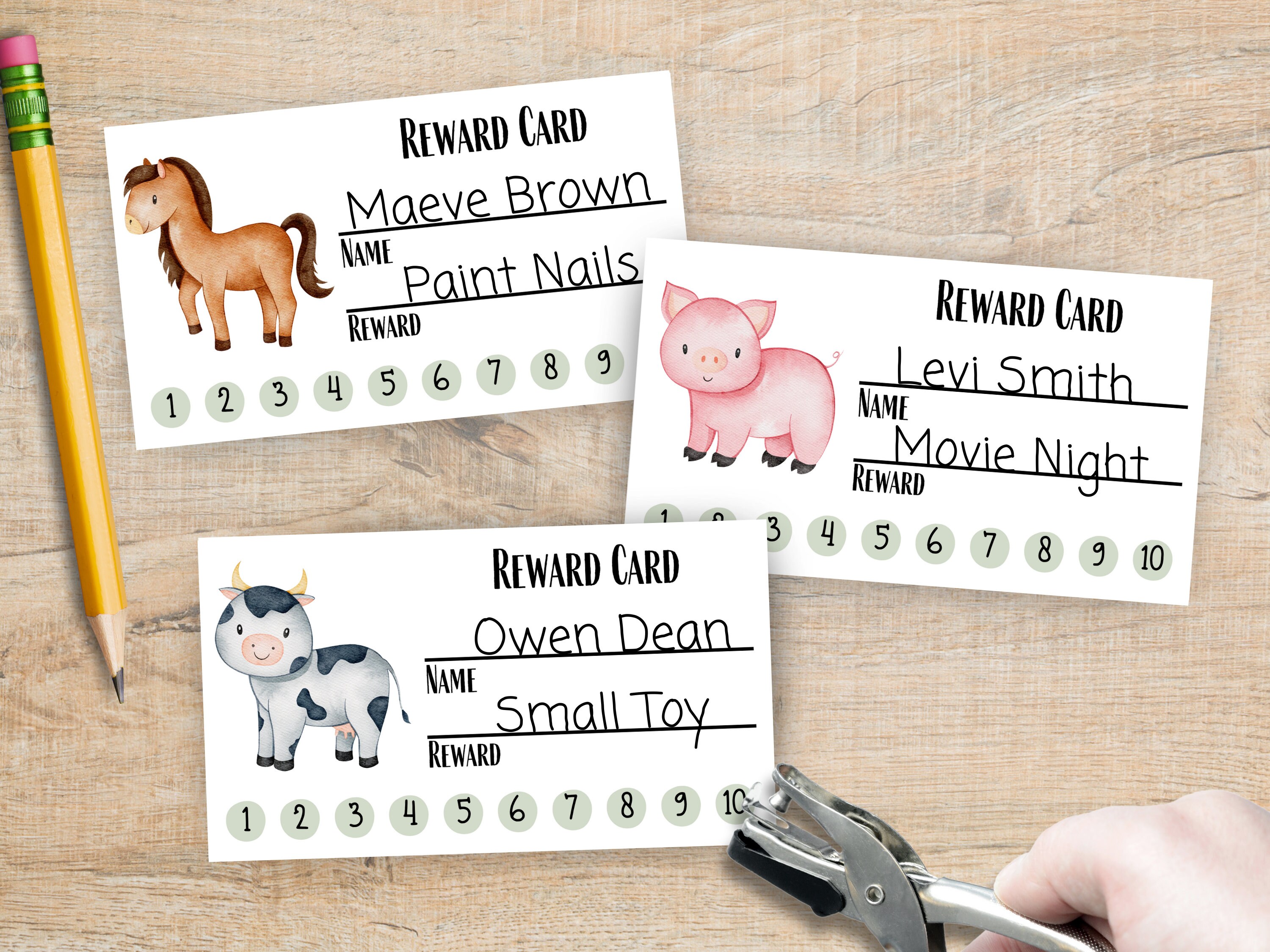 Printable Reward Punch Cards for Kids Custom Behavior Tracker Incentive ...