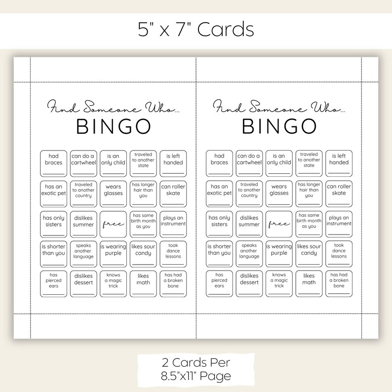 Get to Know You Bingo Find Someone Who Bingo Find the Guest Bingo Cards ...