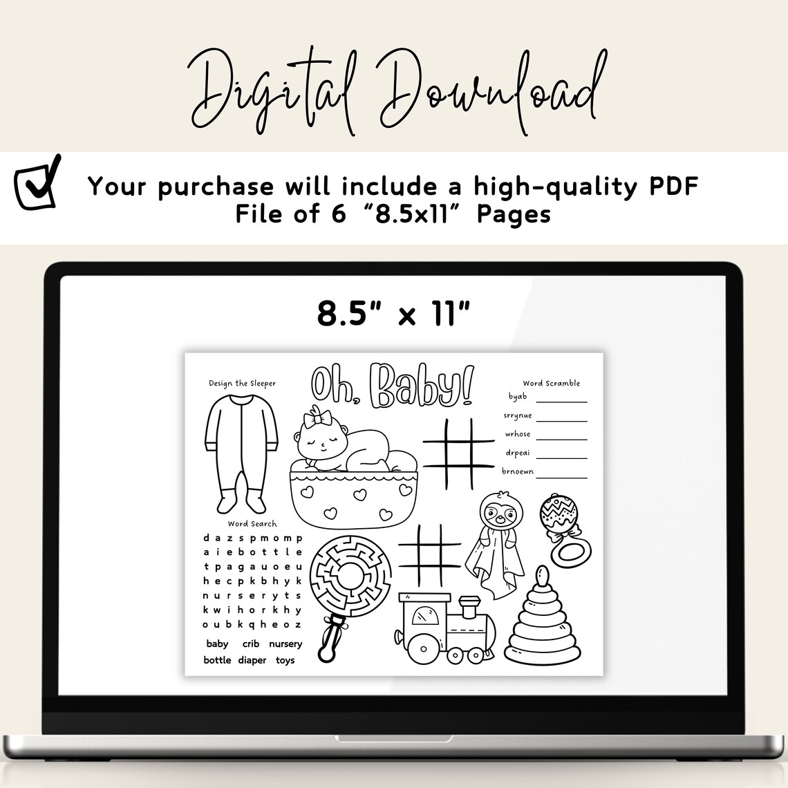 Baby Shower Kids Coloring Sheets Printable Kids Table Activities ...