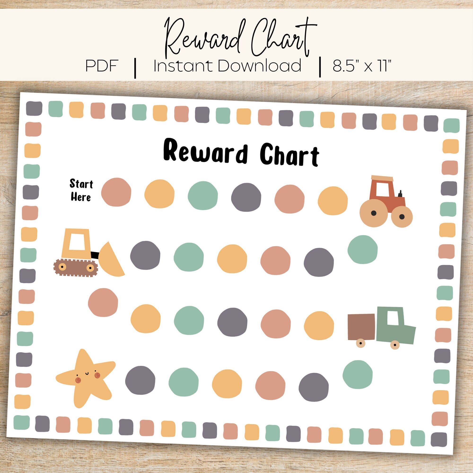 Reward Chart for Kids Kids Potty Chart Custom Behavior Sticker Chart ...