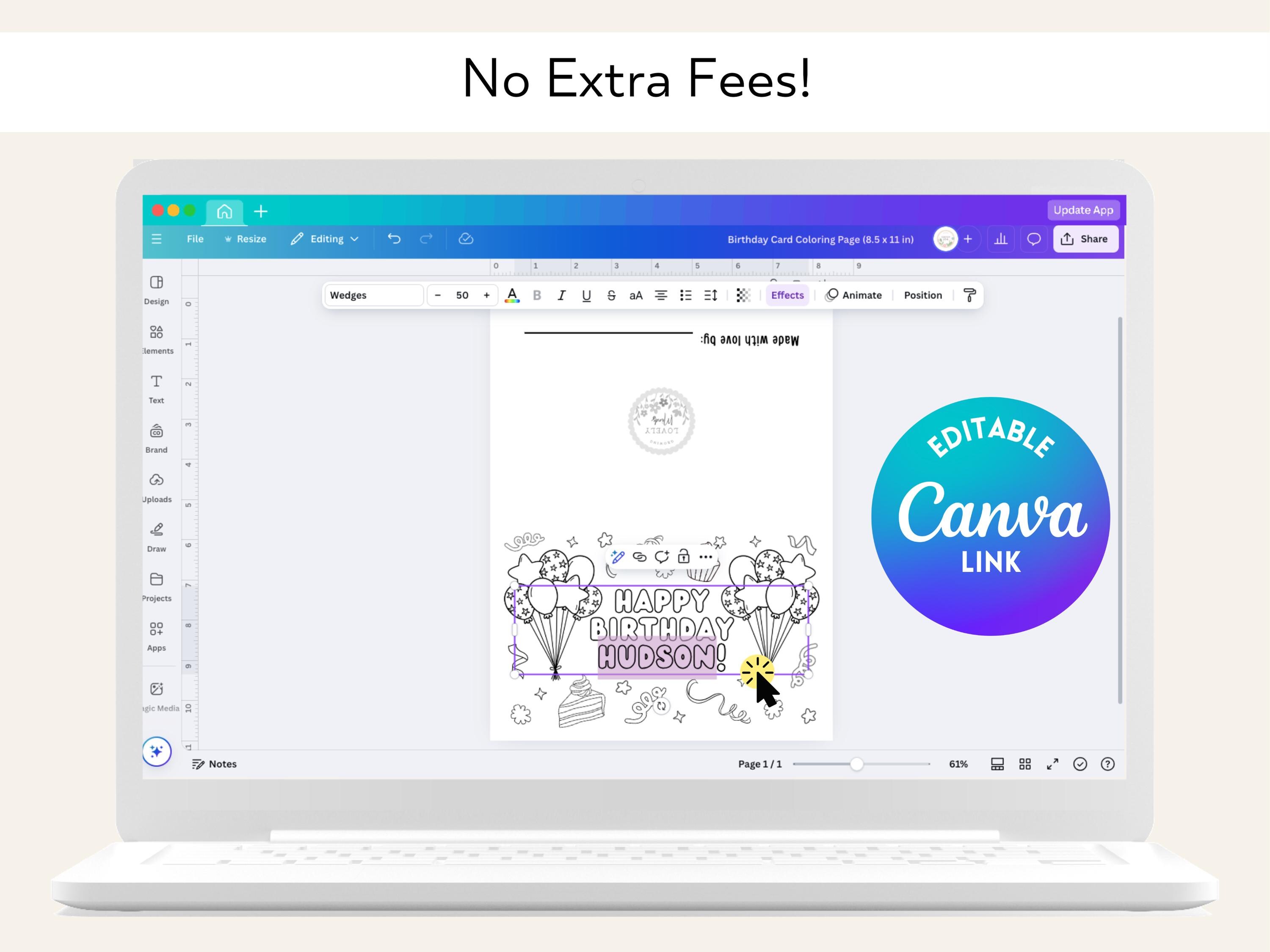 Birthday Card Coloring Page for Kids Printable Custom Birthday Card ...