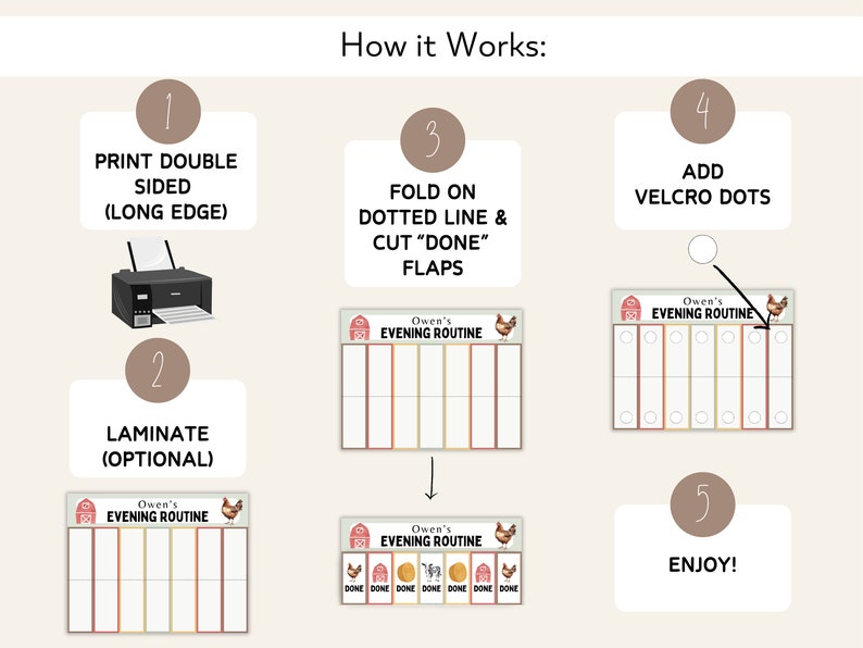 Routine Chart Printable Kids Flip Routine Chart Editable Template ...