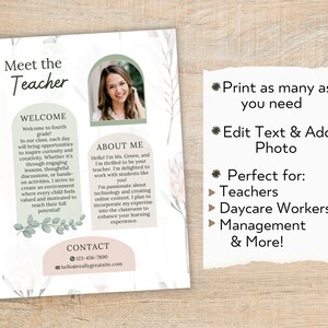 Editable Meet the Teacher Template Back to School Instant Edit ...