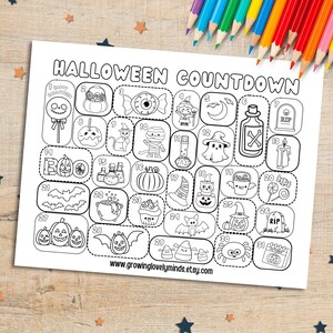 Halloween Countdown Coloring Sheet - Halloween Printable Advent ...