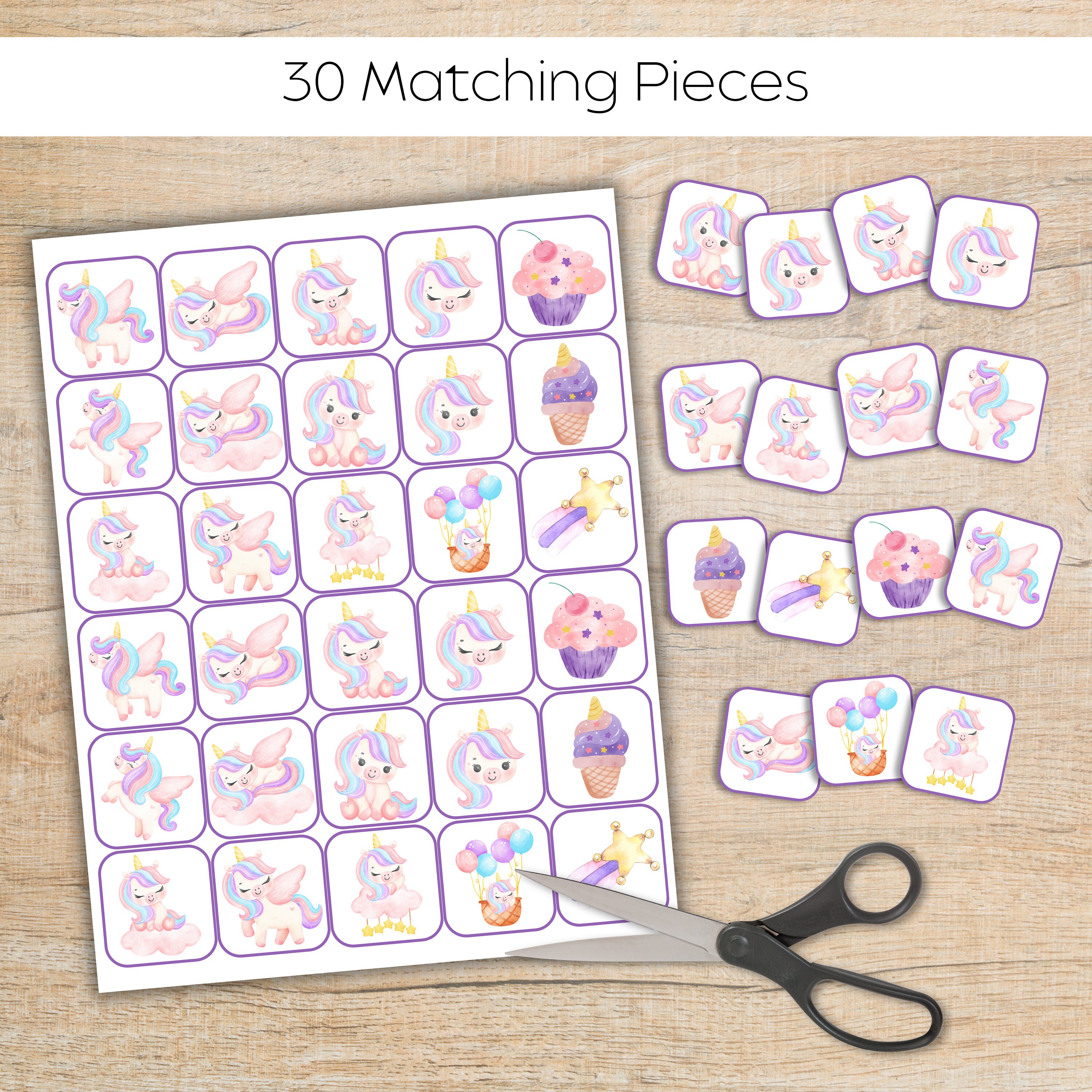 Unicorn Matching Activity Printable Matching Game Fun Learning Activity ...