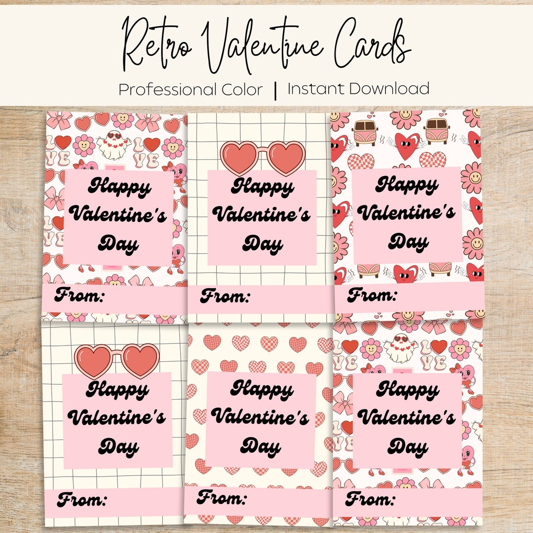 Valentine's Day Cards Retro Groovy Valentines Printable Card Groovy ...