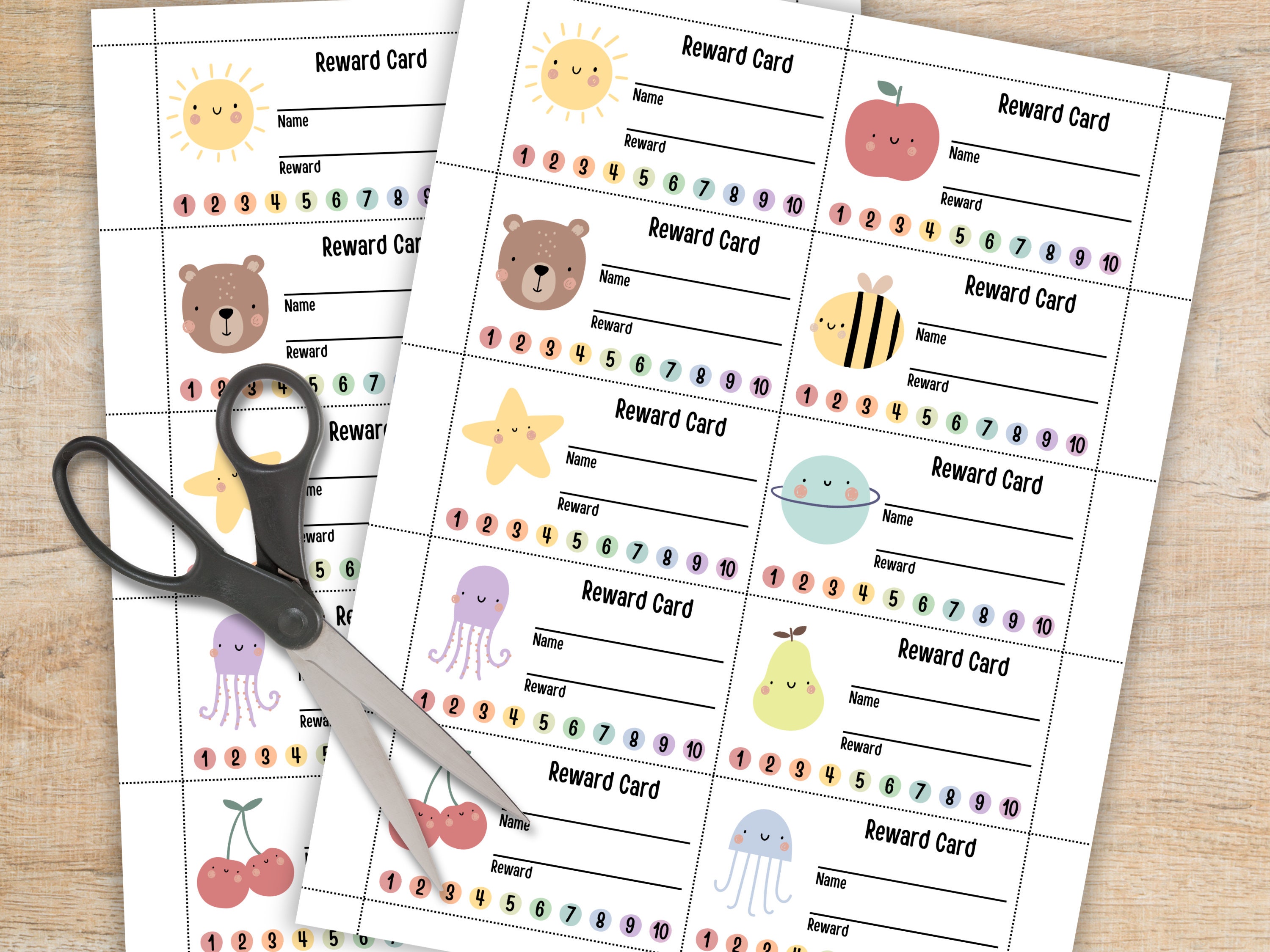 Printable Reward Punch Cards for Kids Custom Behavior Tracker Incentive ...