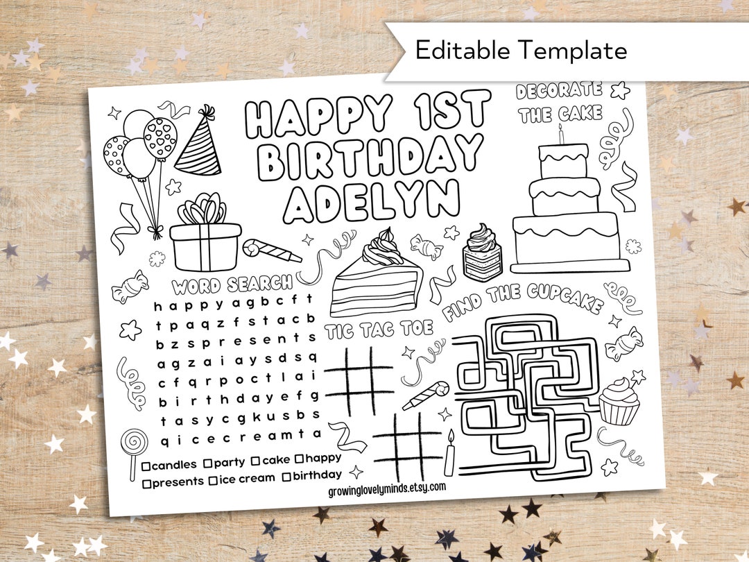 Birthday Coloring Page for Kids - Printable Custom Birthday Coloring ...