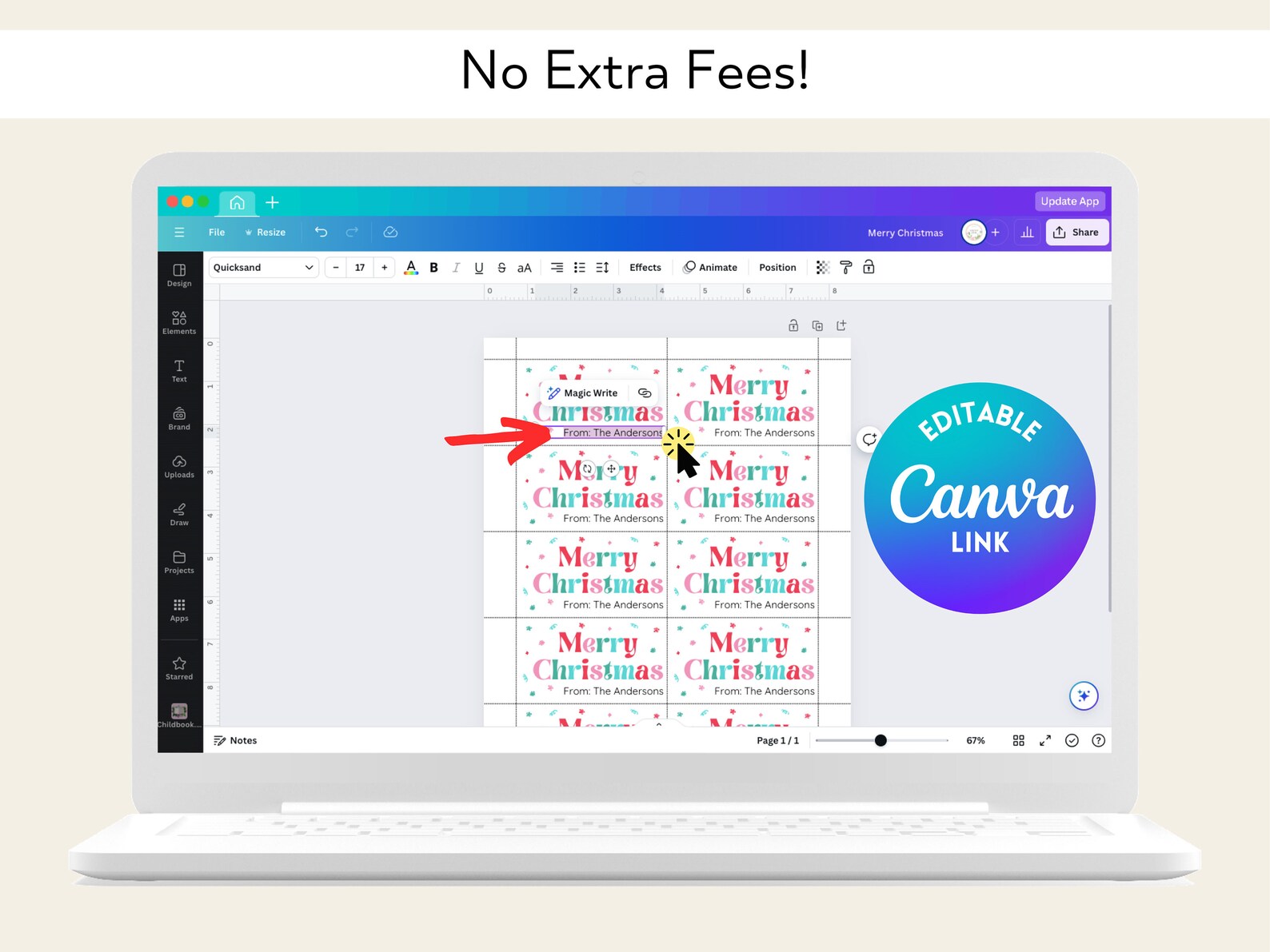 Printable Christmas Gift Tags Editable Holiday Gift Tags Christmas Tree ...