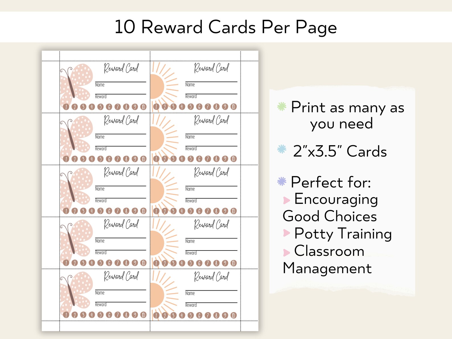 Printable Reward Punch Cards for Kids - Custom Behavior Tracker ...