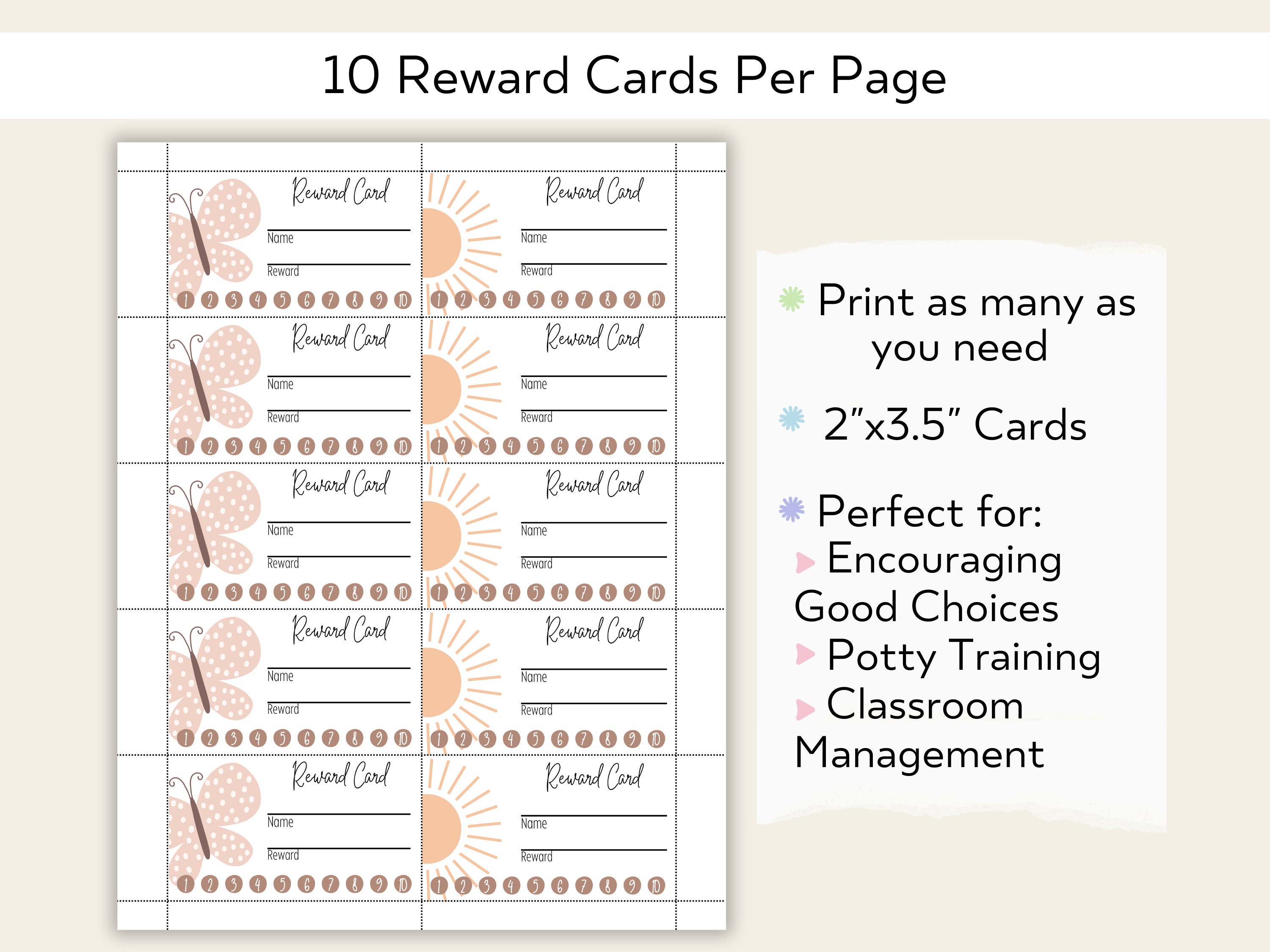 Printable Reward Punch Cards for Kids - Custom Behavior Tracker ...