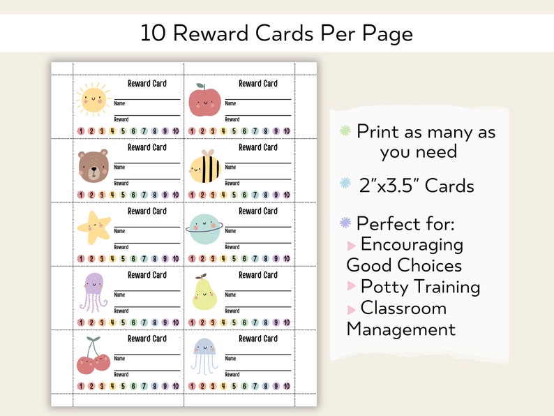 Printable Reward Punch Cards for Kids - Custom Behavior Tracker ...